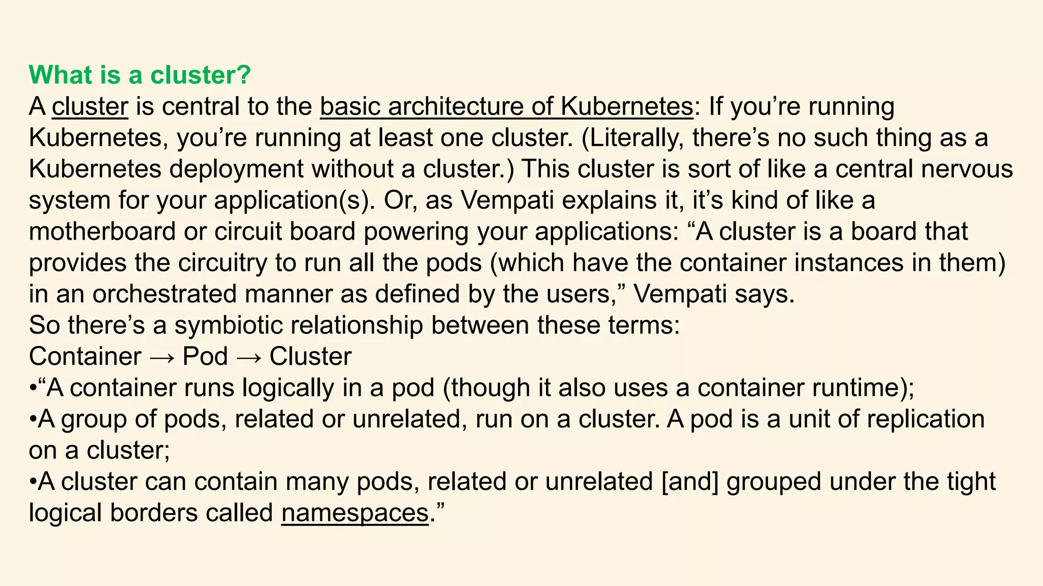 Kubernetes Cluster vs Nodes vs Pods vs Containers Comparison | PPT ...