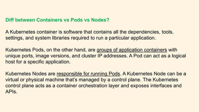Kubernetes Cluster vs Nodes vs Pods vs Containers Comparison | PPT