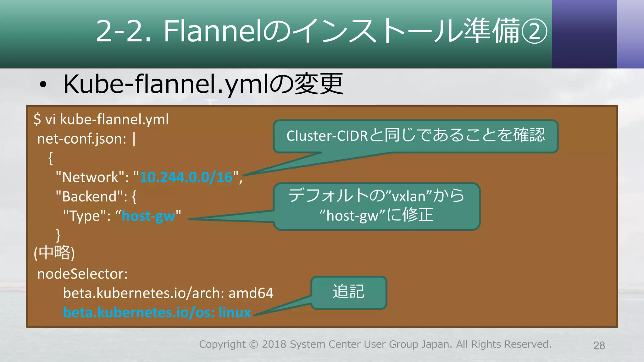 Kubernetes、Flannel、CNIでWindows Container Clusterオーケストレーション | PDF
