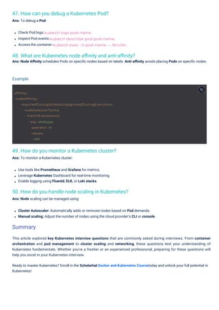 Kubernetes Interview Questions PDF By ScholarHat | PDF