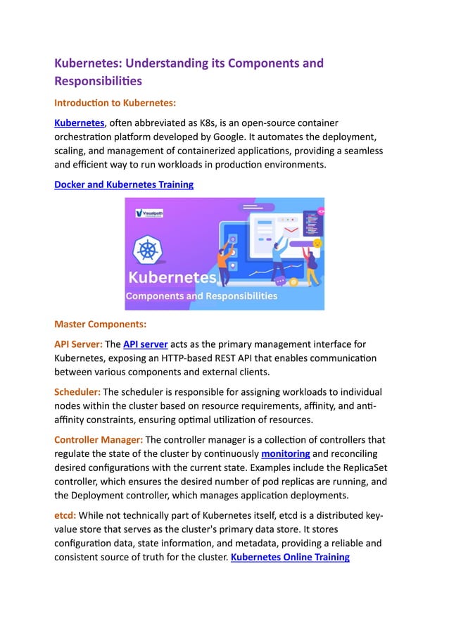 Kubernetes Online Training | Docker and Kubernetes Training | PDF