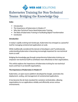 Kubernetes Training for Non-Technical Teams Bridging the Knowledge Gap ...