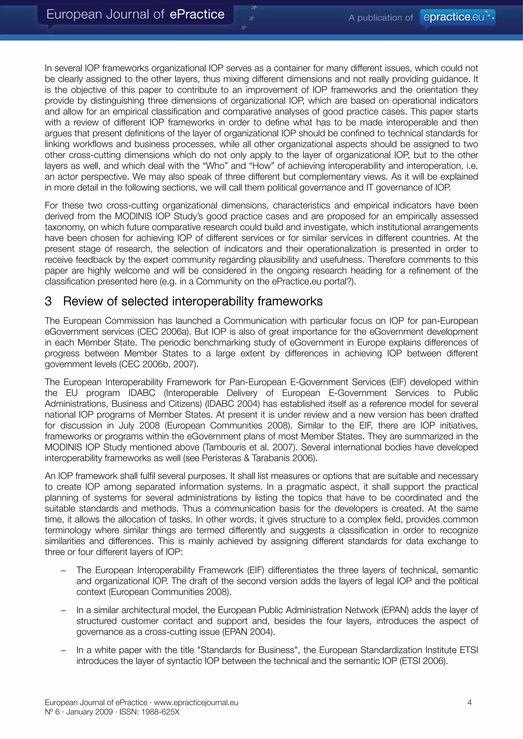 Three dimensions of organizational interoperability. Insights from ...