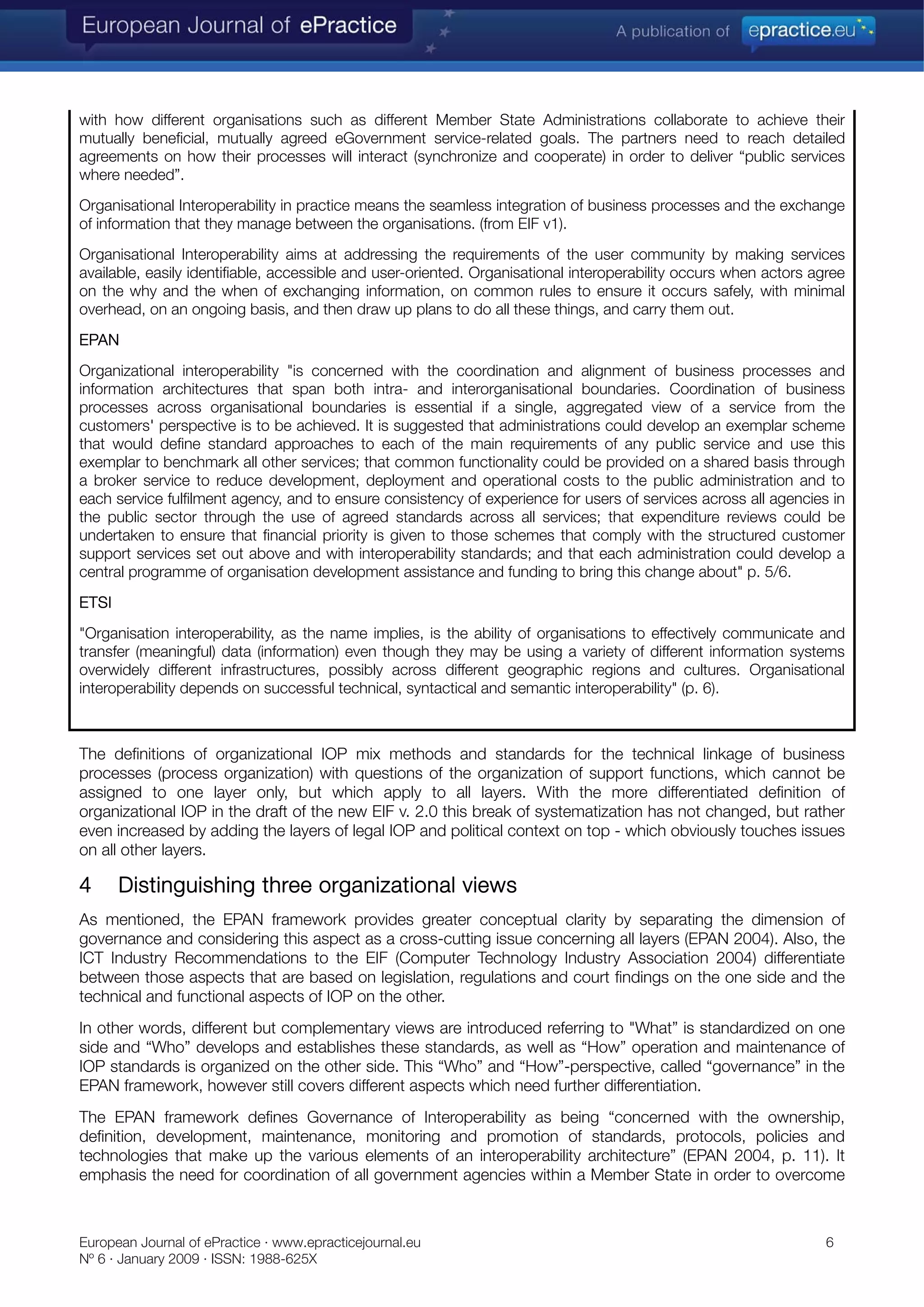 Three dimensions of organizational interoperability. Insights from ...