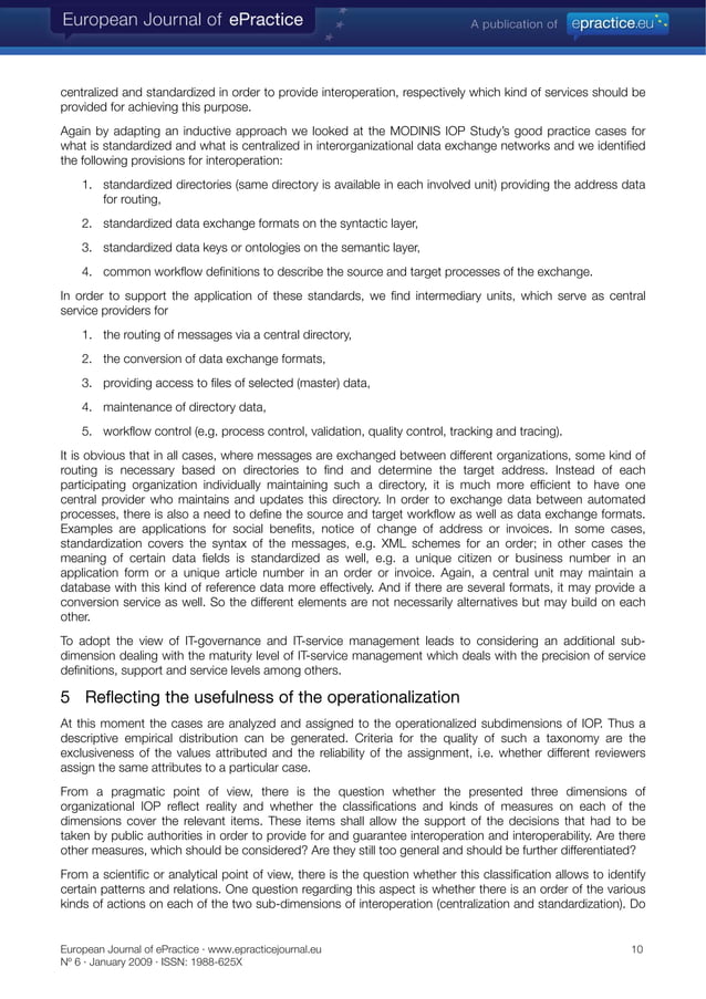 Three dimensions of organizational interoperability. Insights from ...