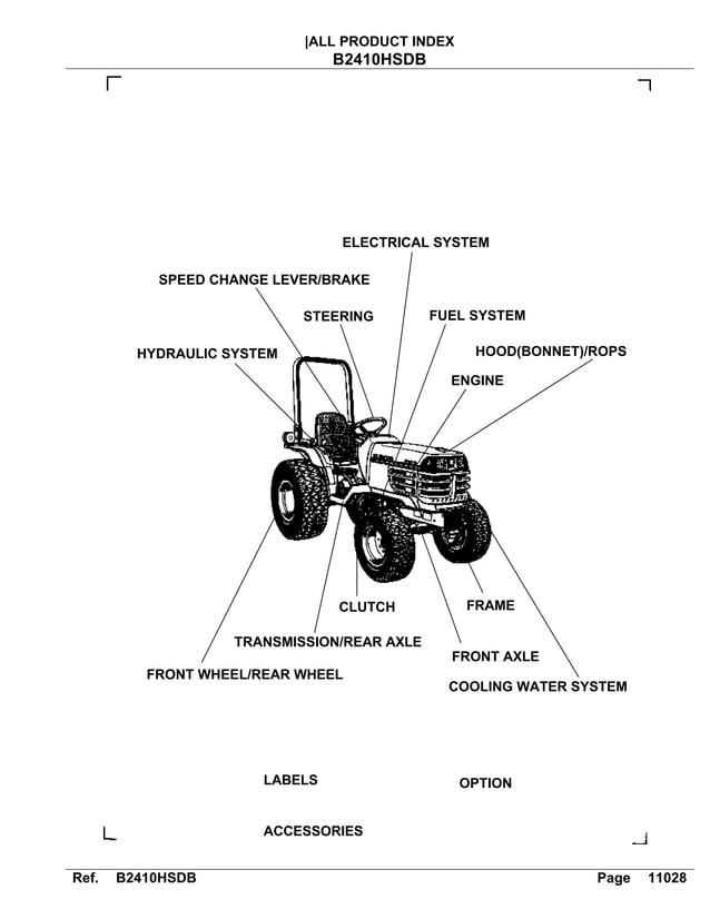 Kubota b2410 hsdb tractor parts catalogue manual | PDF