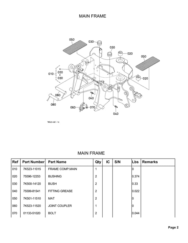 Kubota bt820 backhoe parts catalogue manual | PDF