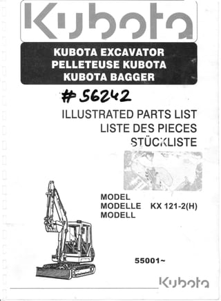 Kubota kx121 2(h) excavator parts catalogue manual | PDF