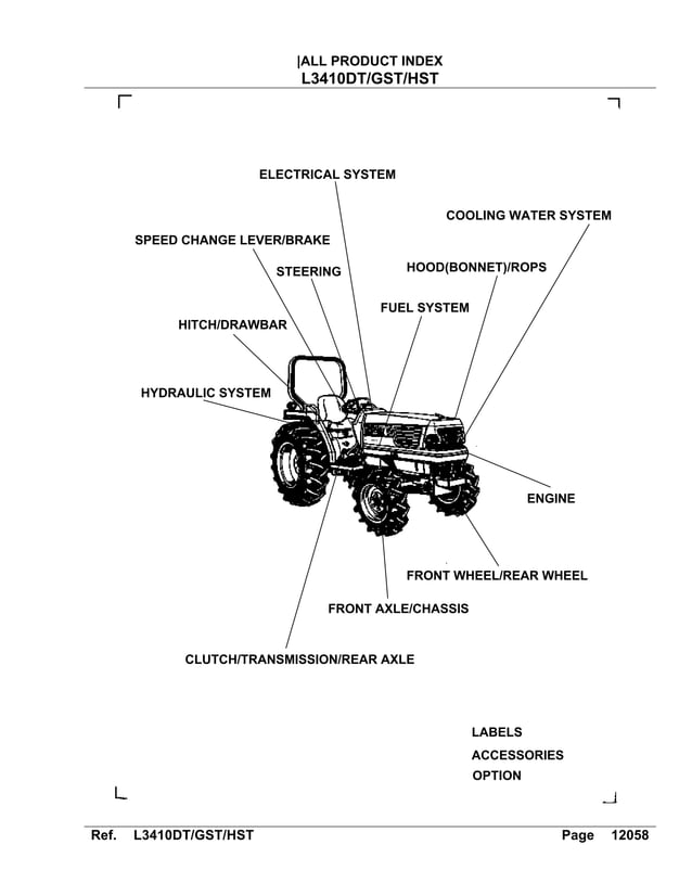 Kubota l3410 hst tractor parts catalogue manual | PDF