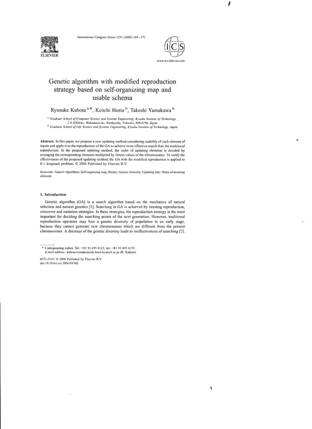 Kubota, r. 2006: genetic algorithm with modified reproduction strategy based on self-organising ...