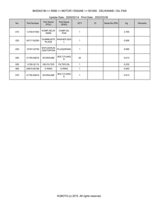 Kubota R090 Wheel Loader Parts Catalogue Manual (Publishing ID ...