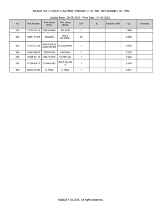 Kubota U50-5 Excavator Parts Catalogue Manual (Publishing ID BKIDA5194).pdf
