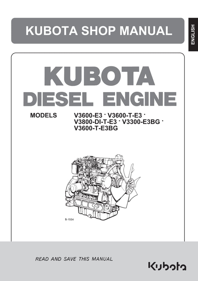 Kubota v3300 e3 bg diesel engine service repair manual | PDF