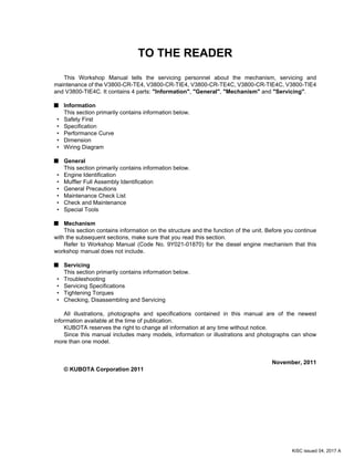 Kubota v3800 cr-te4 c diesel engine service repair manual | PDF