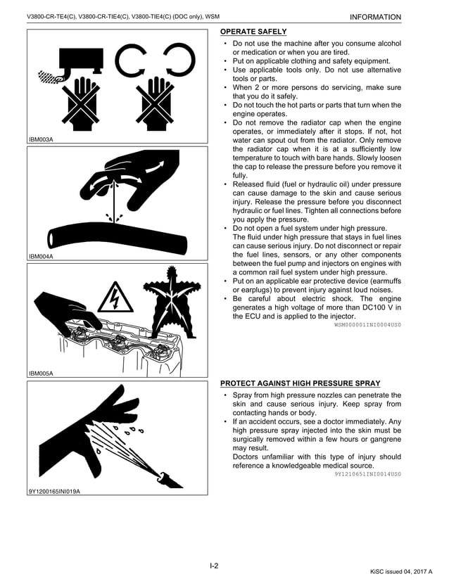 Kubota v3800 cr-te4 diesel engine service repair manual | PDF