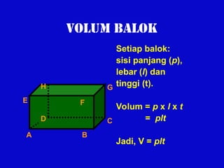 Materi tentang luas dan volume kubus-balok-tabung.ppt