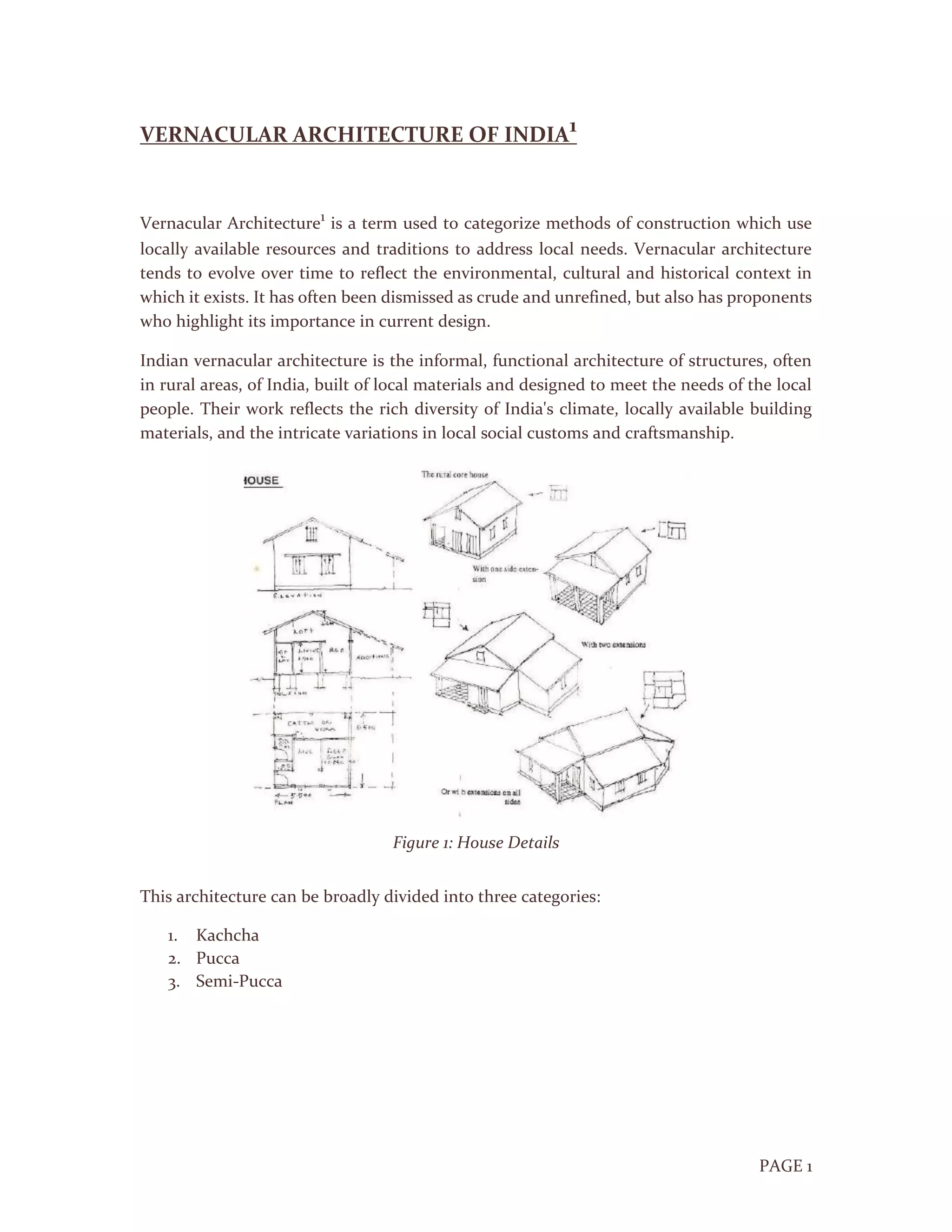 VERNACULAR ARCHITECTURE- Kuchcha,pukka, semi pukka houses | PDF