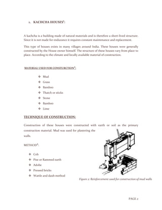 VERNACULAR ARCHITECTURE- Kuchcha,pukka, semi pukka houses | PDF