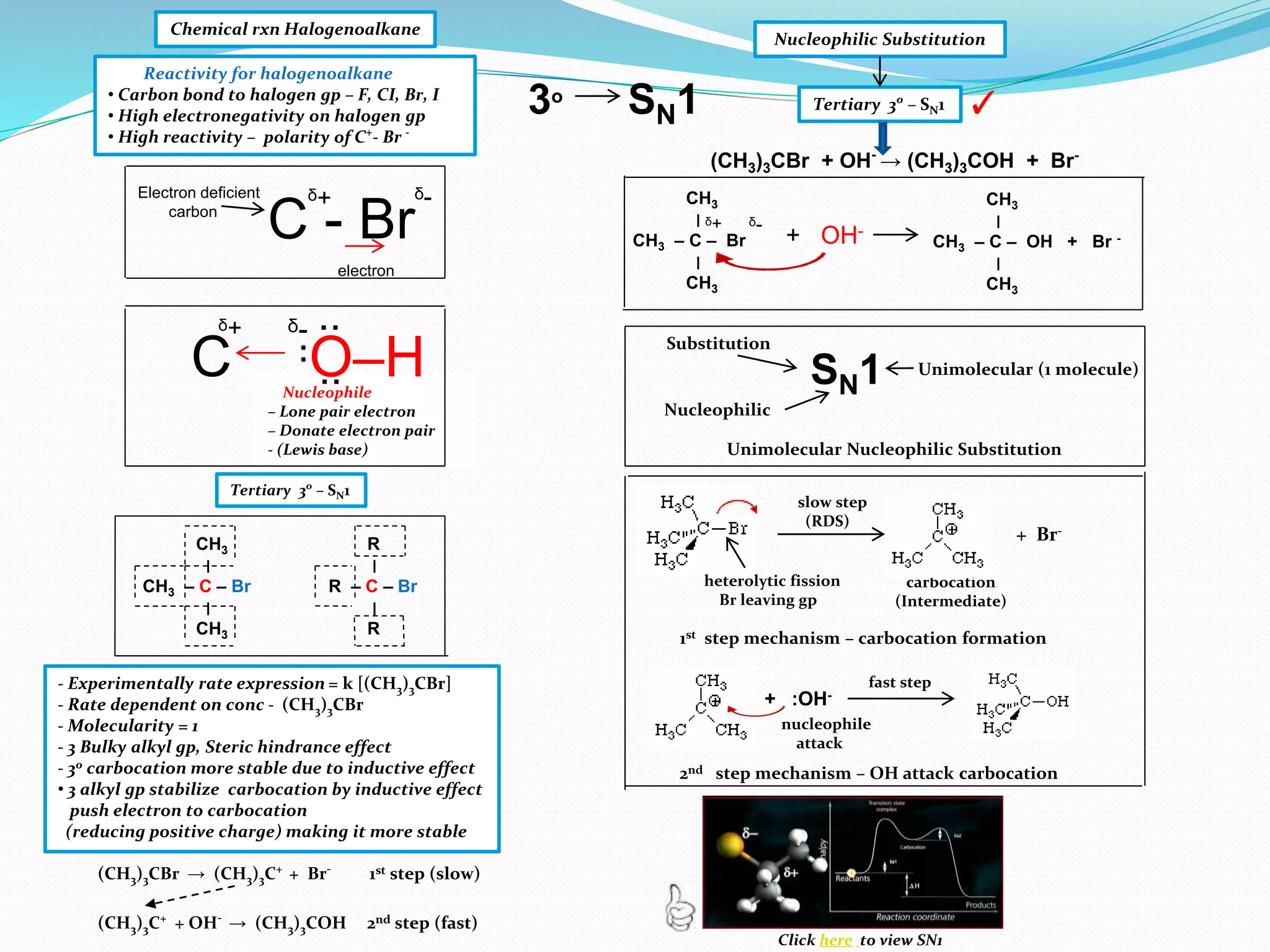 IB Chemistry on Nucleophilic Substitution, SN1, SN2 and protic solvent ...