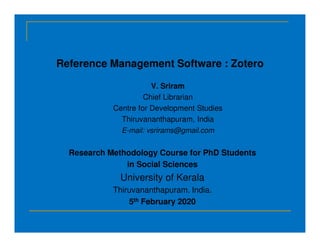Referencing in research using Zotero | PPT