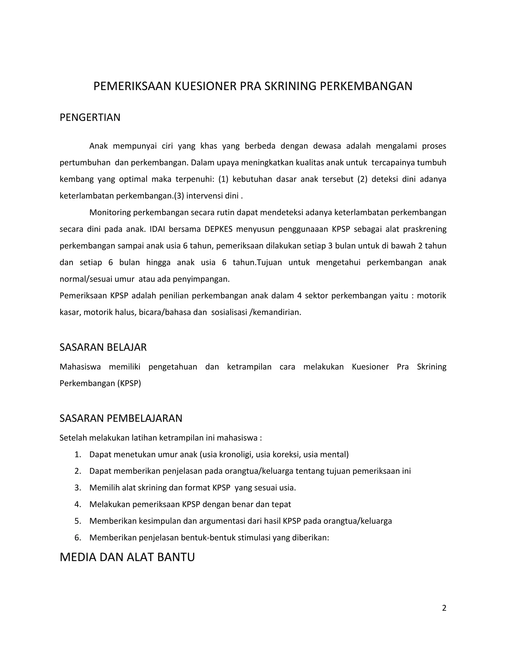 Kuesioner pra-skrining-perkembangan-kpsp | PDF