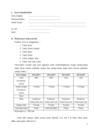 Kuesioner ahp (uji coba) | DOCX