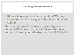 Kuesioner pra skrining perkembangan (kpsp) | PPTX