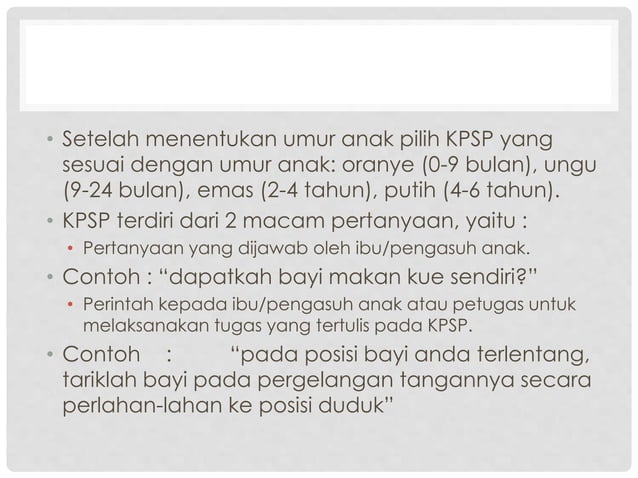 Kuesioner pra skrining perkembangan (kpsp) | PPTX