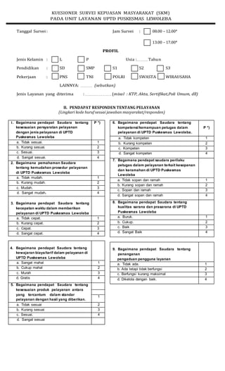 KUESIONER SURVEI KEPUASAN MASYARAKAT.docx