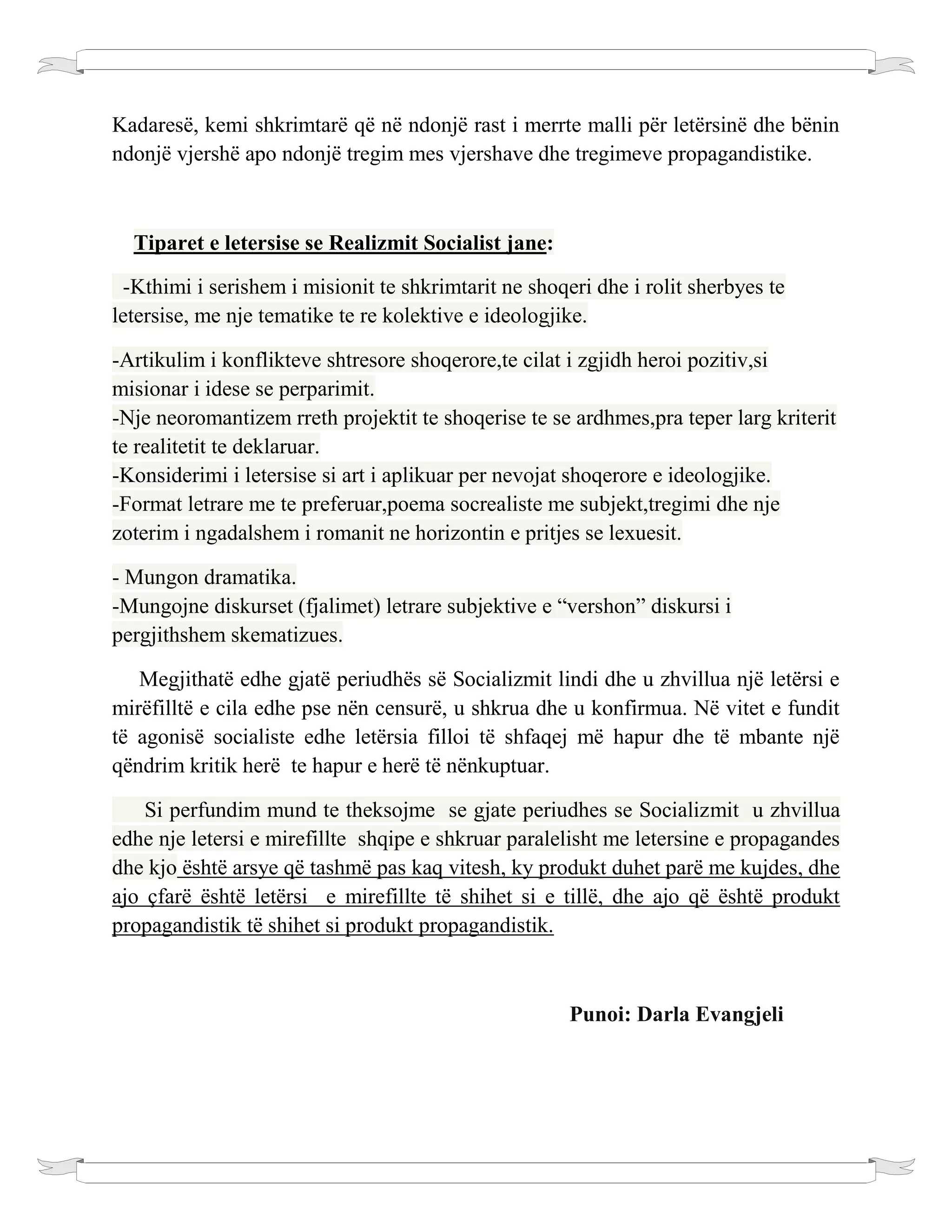 Kufizimet e letersise gjate diktatures | DOCX
