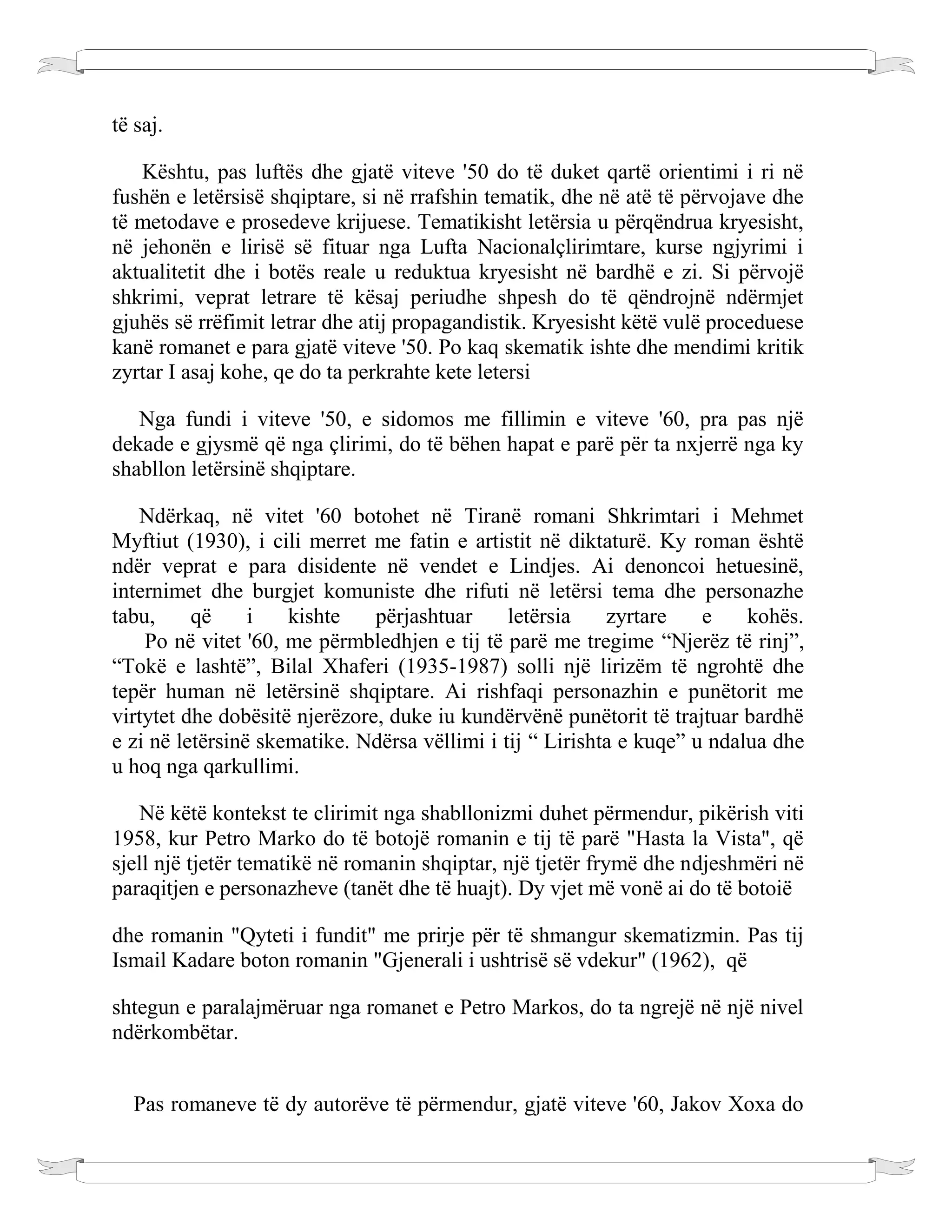 Kufizimet e letersise gjate diktatures | DOCX