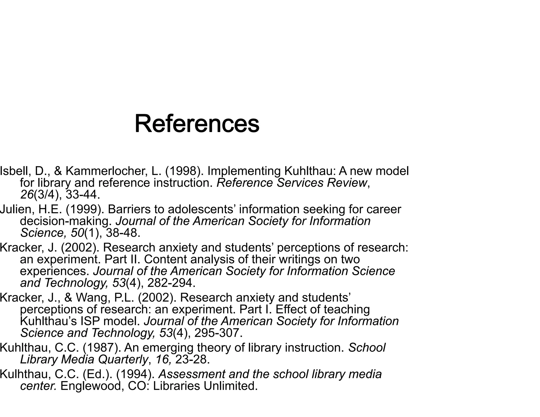 Kuhlthau's ISP PowerPoint in PDF format | PPT