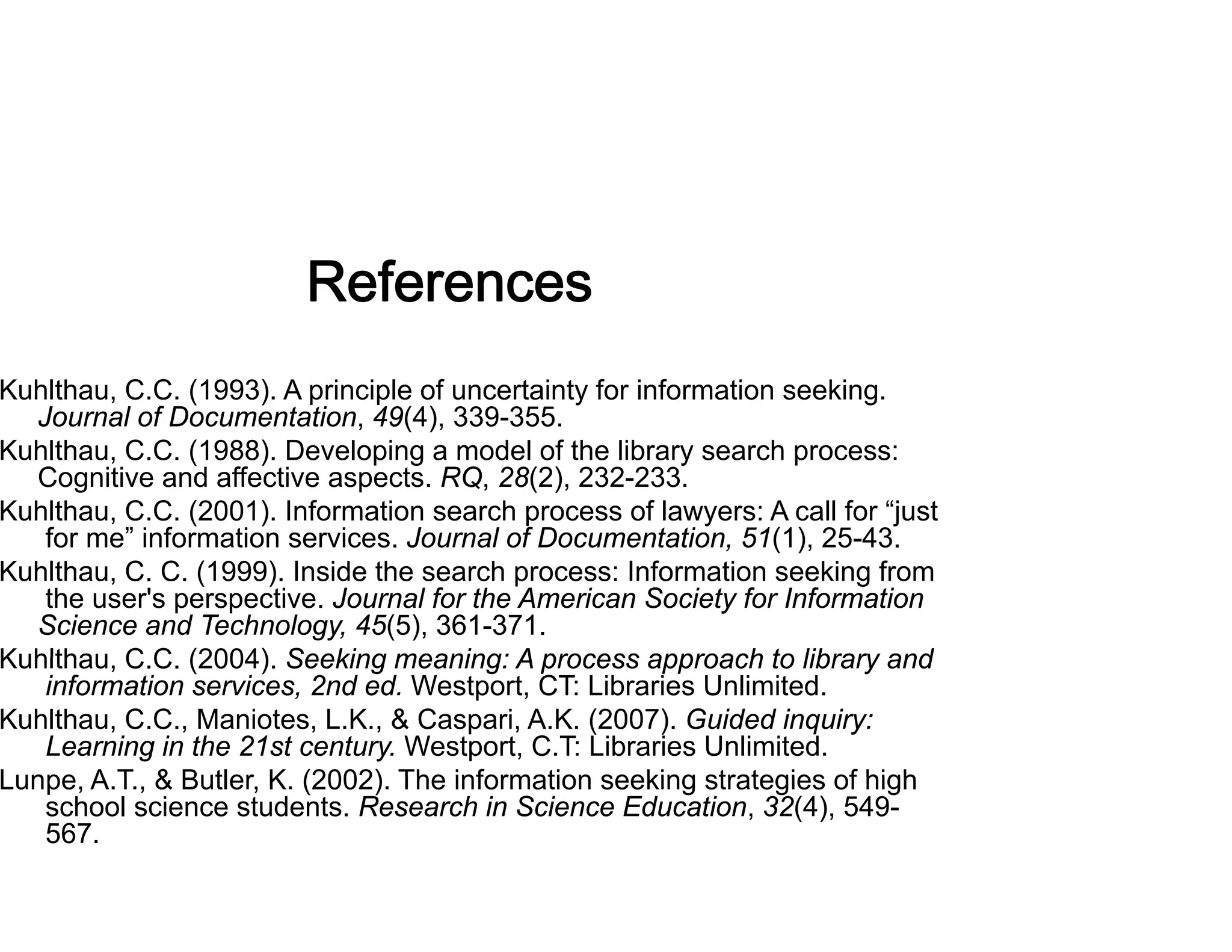 Kuhlthau's ISP PowerPoint in PDF format | PPT