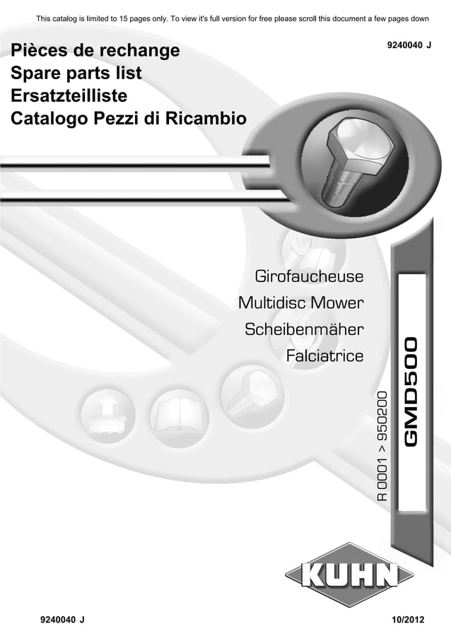 Kuhn GMD 500 multidisc mower cut | PDF | Needlework | Arts and Crafts