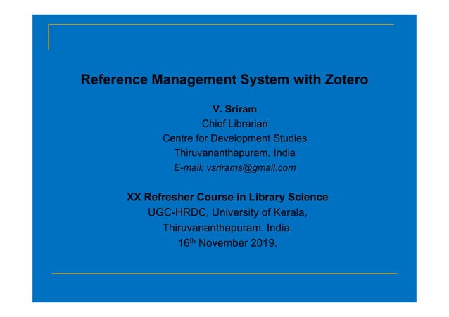 Reference Management System with Zotero | PPT