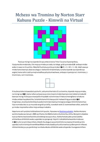 The Tromino Puzzle by Norton Starr (Swahili Language) | PDF
