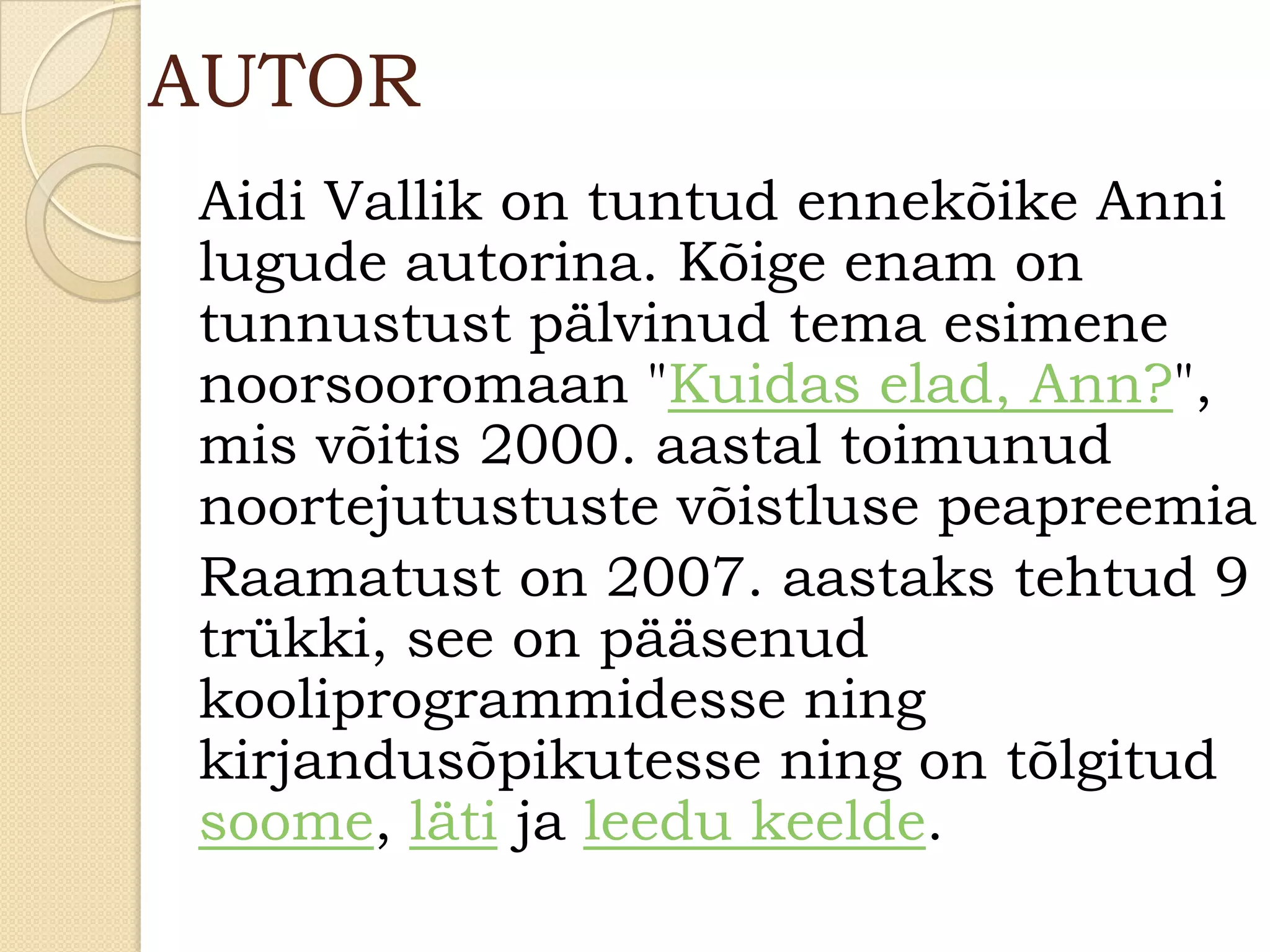 Kuidas elad, Ann? | PPT