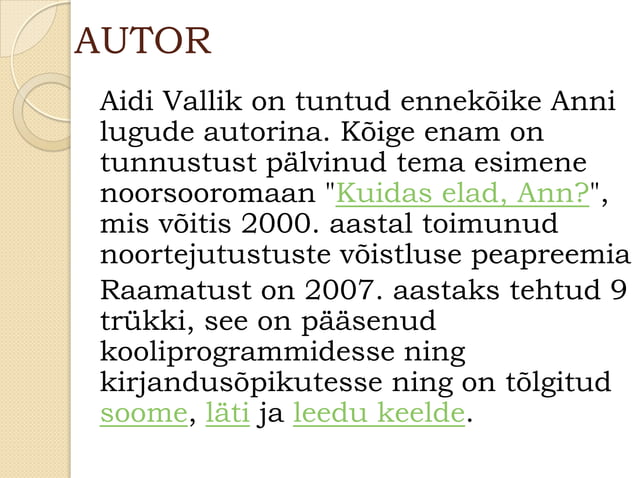 Kuidas elad, Ann? | PPT