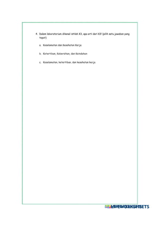 Kuis alat alat labor.pdf IPA kelas 7 semester 1 | PDF