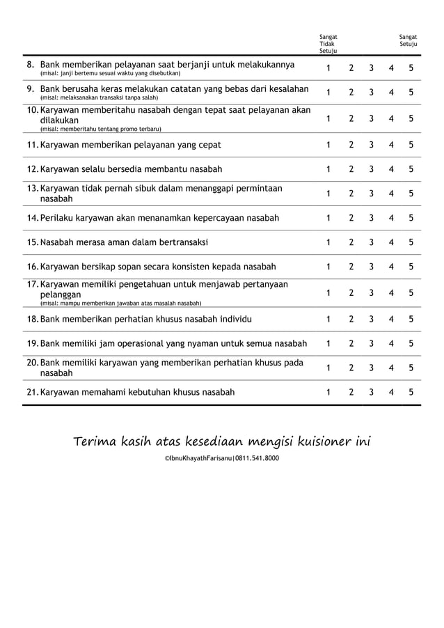 Kuisioner SERVQUAL untuk Tesis Magister Manajemen UNMUL Samarinda | PDF