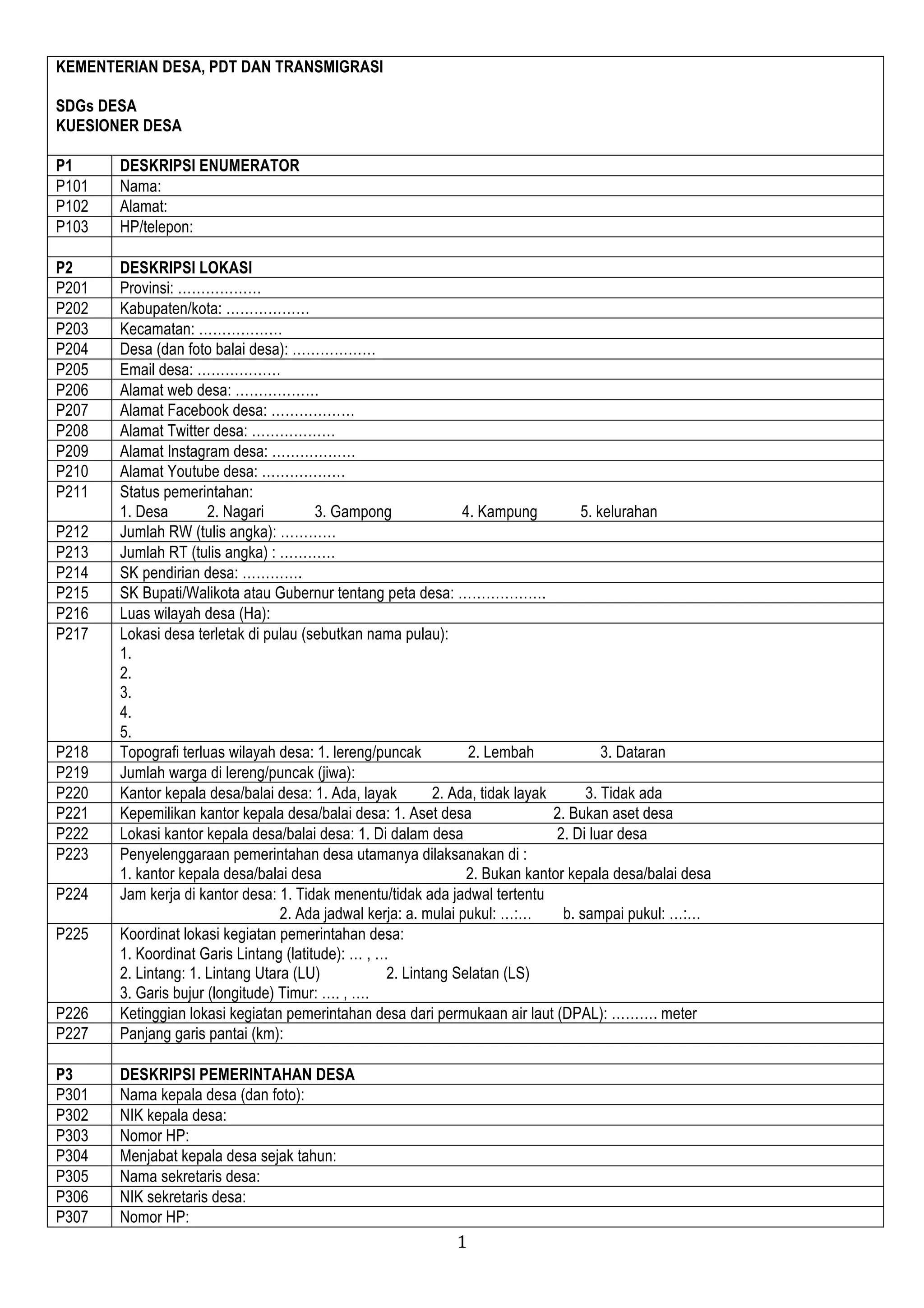 Kuisioner SDGs lengkap | PDF