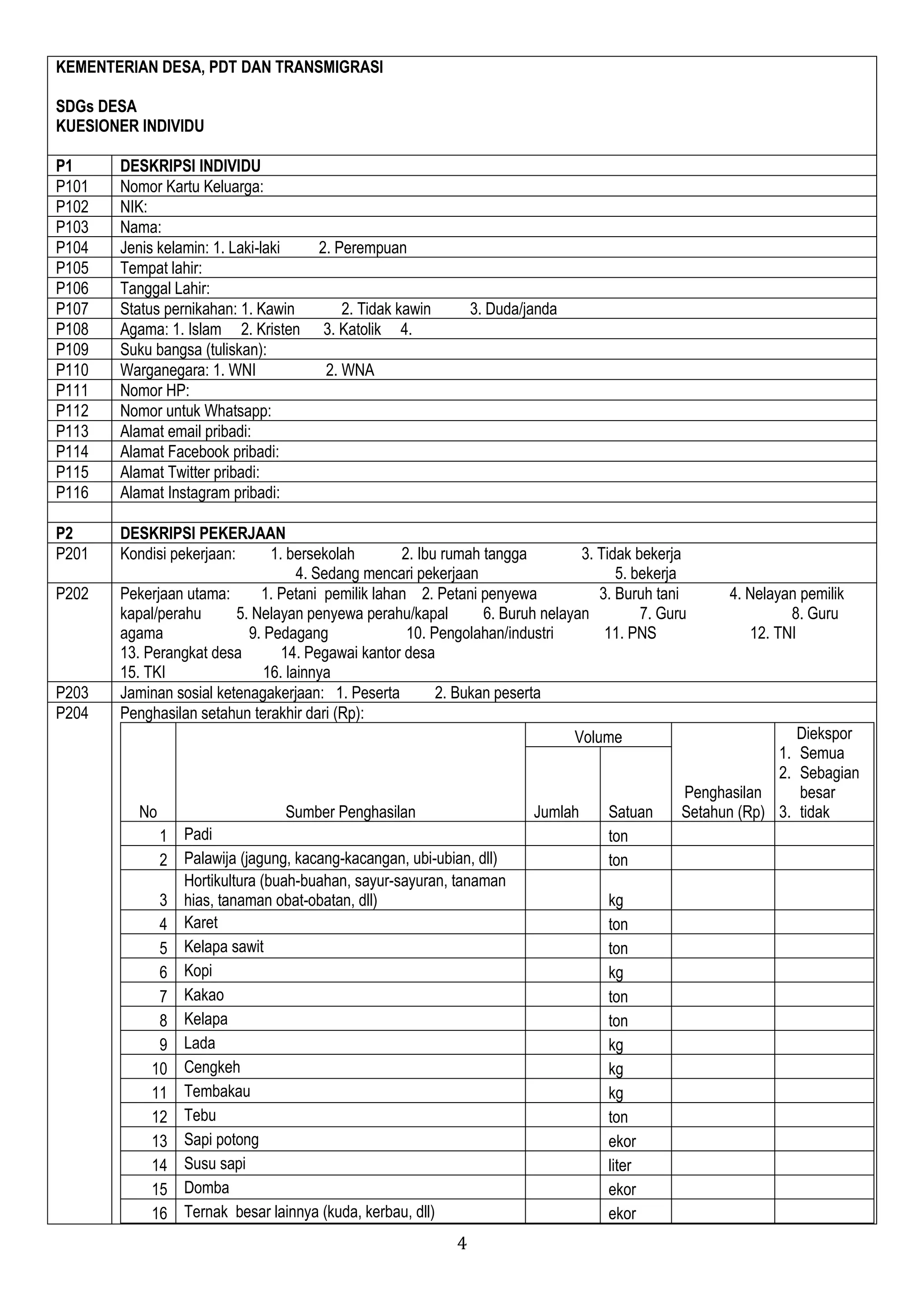 Kuisioner SDGs lengkap | PDF