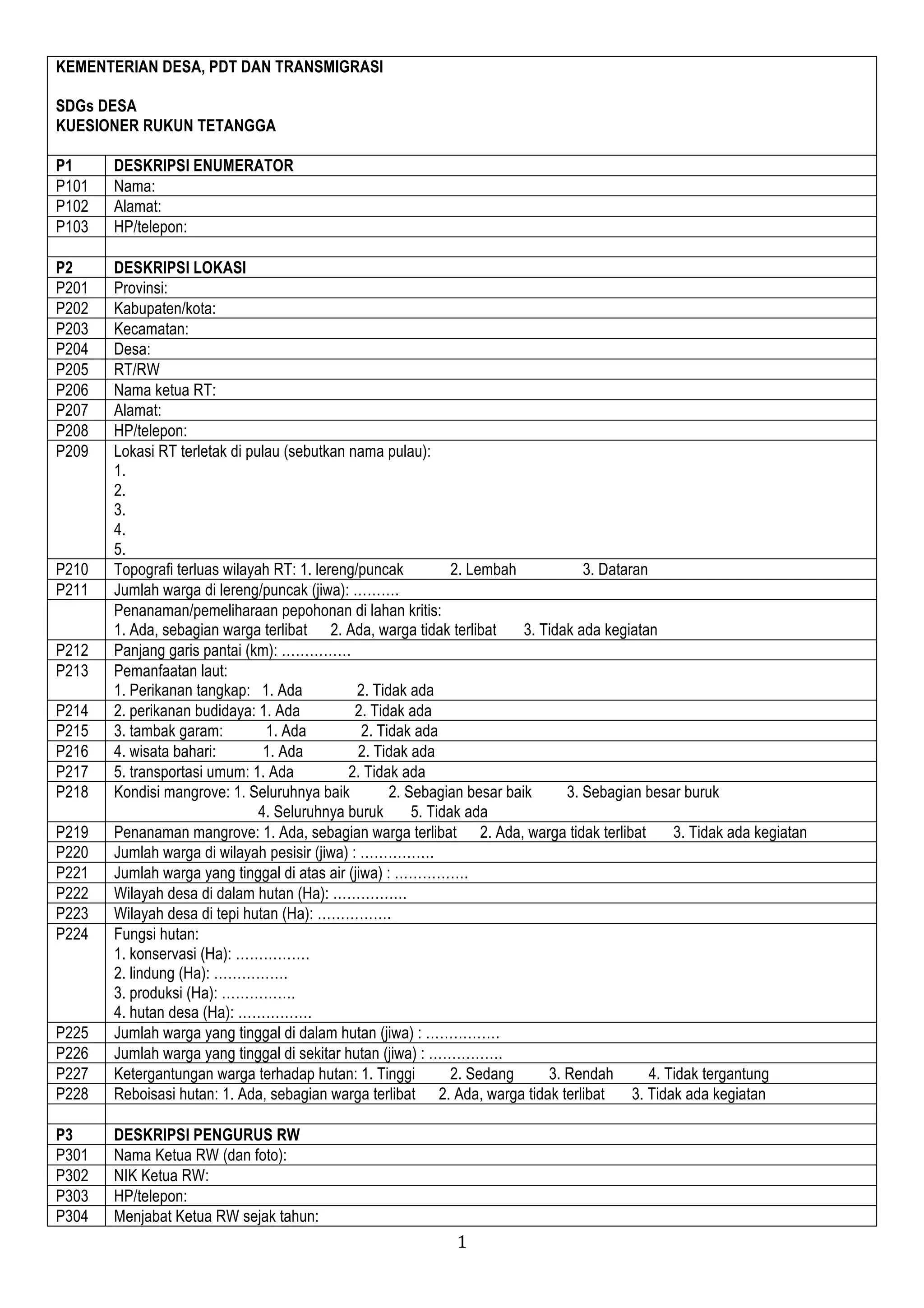 Kuisioner SDGs lengkap | PDF