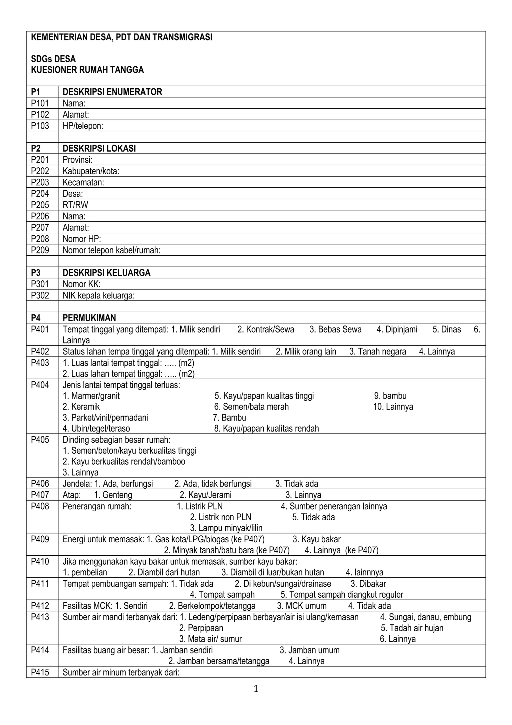 Kuisioner SDGs lengkap | PDF