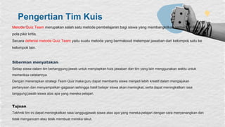 Metode Kuis Tim strategi pembelajaran active learning Melvin L ...