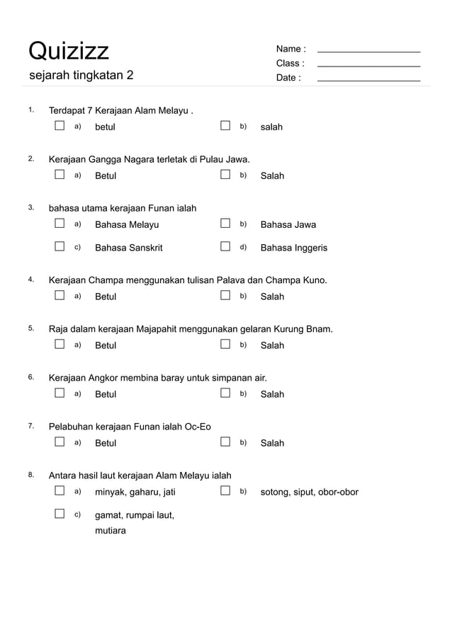 Kuiz alam melayu 1 | PDF