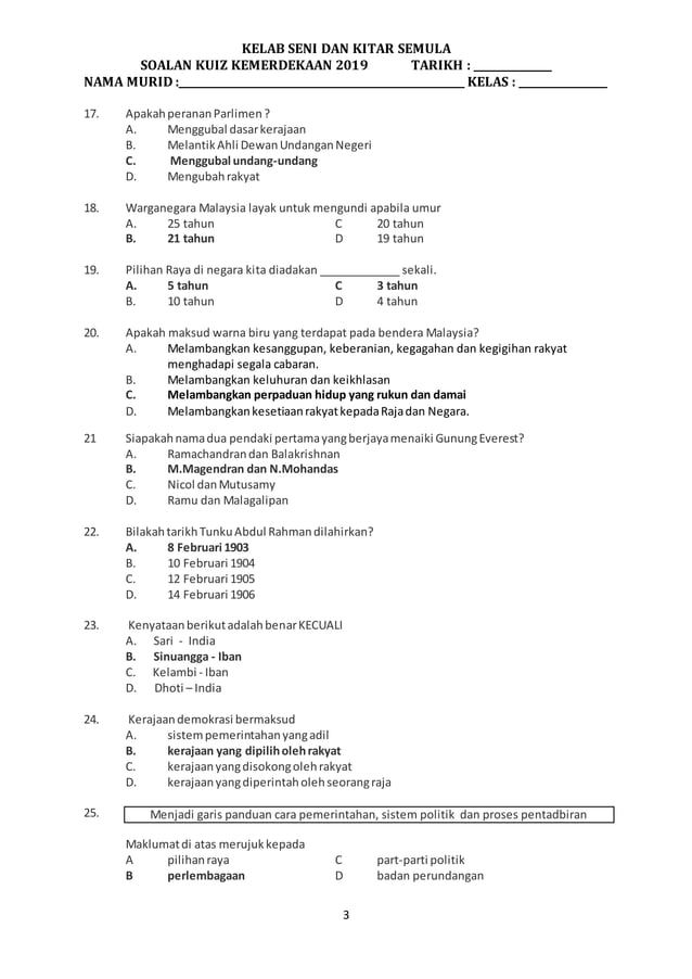 Kuiz kemerdekan | DOC