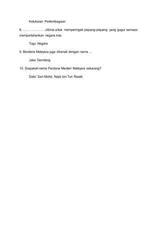 Kuiz sejarah merdeka 2020 | DOCX