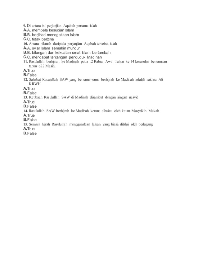 Kuiz sirah pendidikan islam tahun 5 | DOCX