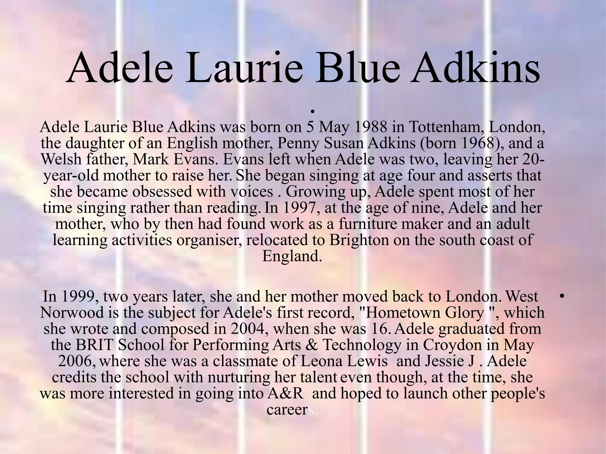 Famous Personality - Adele Laurie Blue Adkins | PPTX